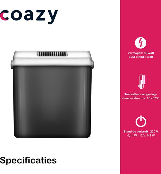 Coazy | Elektrische Koelbox 32L | Frigobox Auto Elektrisch 12v 230 volt | Koelboxen... | bol.com
