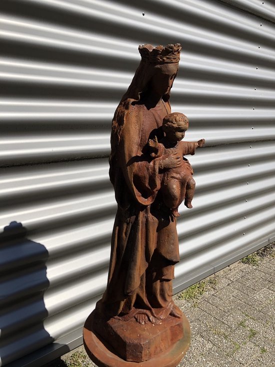 Moeder Maria / Mother Mary met jezus, groot gietijzeren beeld, PRACHTIG ...