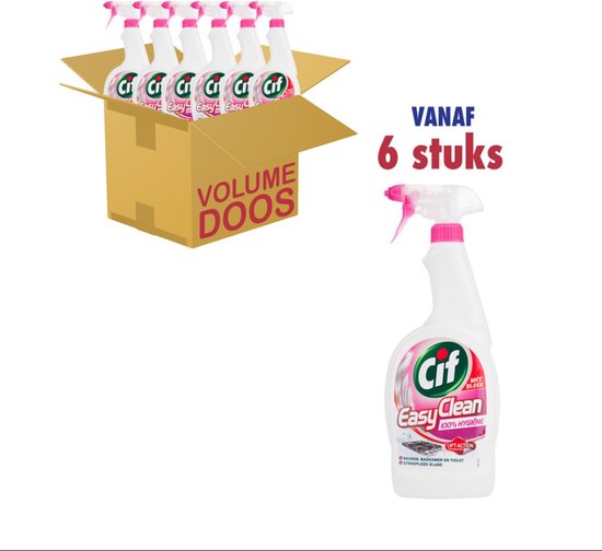 Cif 100% Easy Clean Hygiene Spray met Javel - 6 x 750ml ...