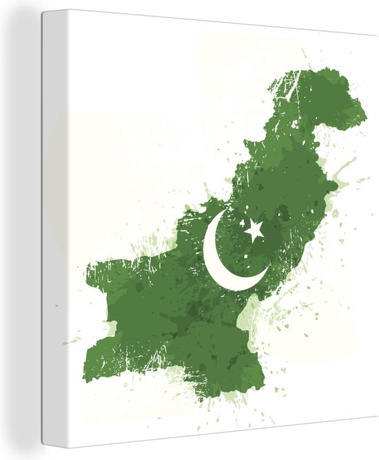 Canvas Schilderij Illustratie van een kaart van Pakistan met kleuren ...