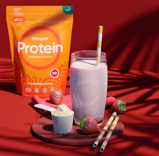 Orangefit Proteïne Poeder / Vegan Proteïne Shake – Aardbei – 450 gram | bol