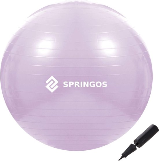 Springos Fitness Bal | Zitbal | Yoga Bal | Fitness | Paars | Inclusief ...
