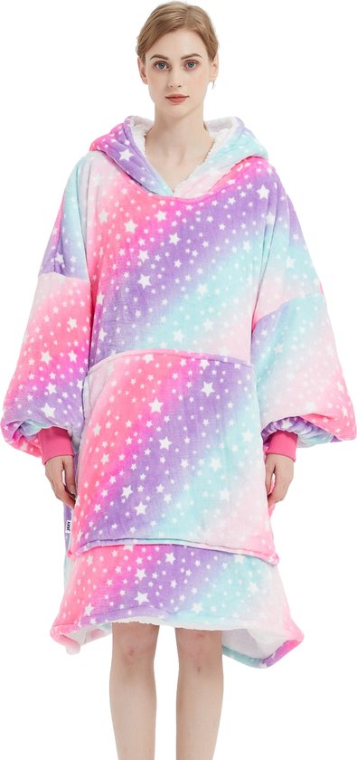 JAXY Hoodie Deken - Snuggie - Snuggle Hoodie - Fleece Deken Met Mouwen - 1450 gram -... | bol