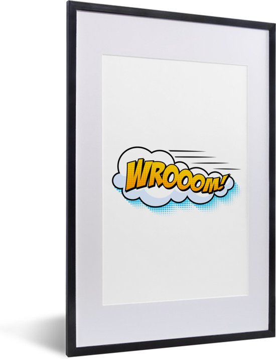 Fotolijst incl. Poster - Cartoon tekening van een wolk met de tekst ...