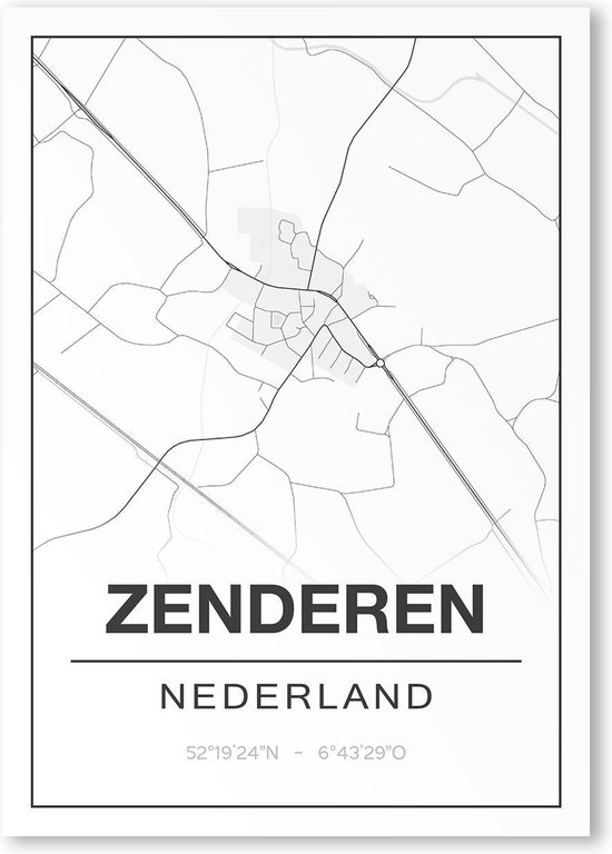 Poster/plattegrond ZENDEREN - 30x40cm | bol