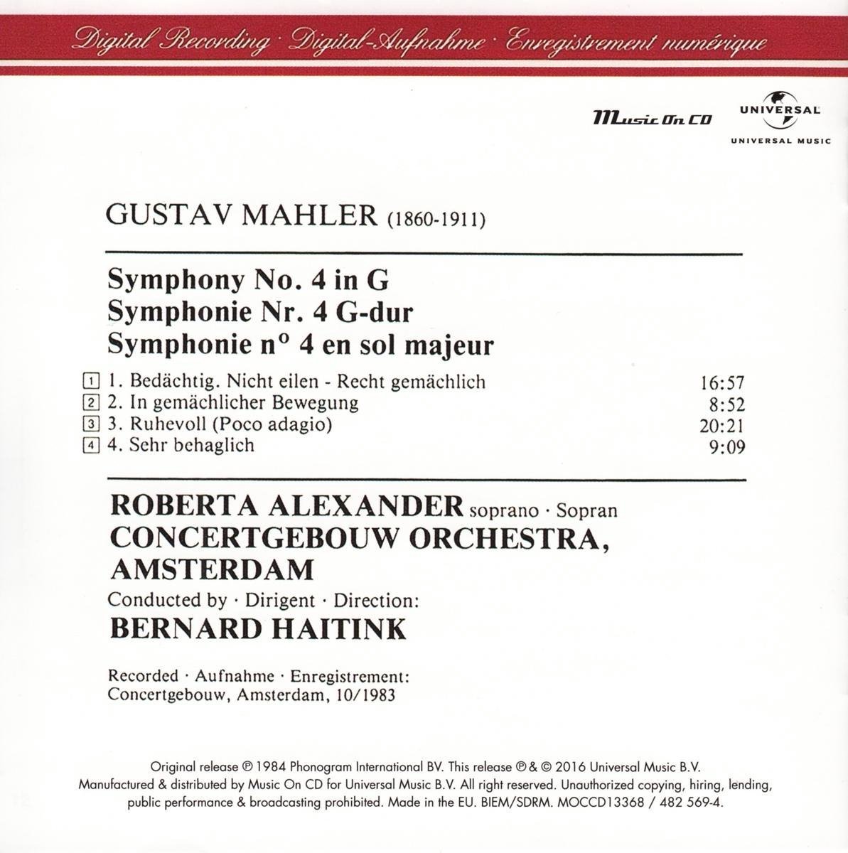 Mahler: Symphony No. 4, Bernard Haitink | CD (album) | Muziek | bol
