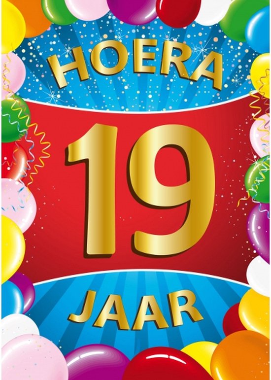 19 jaar verjaardag versiering poster - 59 x 84 cm - leeftijd ...