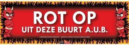10x Sticky Devil Rot op uit deze buurt a.u.b grappige teksen stickers ...