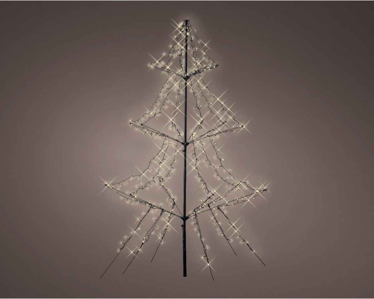 Set van 2x stuks verlichte figuren zwarte lichtbomen/metalen bomen/kerstbomen met 420... | bol.com