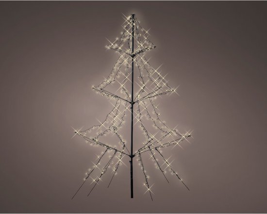 Set van 2x stuks verlichte figuren zwarte lichtbomen/metalen bomen/kerstbomen met 420... | bol