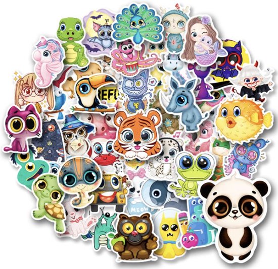 Winkrs | Dieren Stickers | 50 Stuks - Stickers geschikt voor Muur, Laptop, Telefoon,... | bol