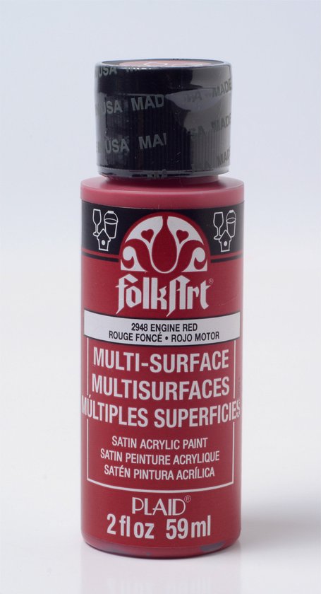 Multi-surface Acrylverf - 2948 Engine Red - Folkart - 59 ml | bol.com