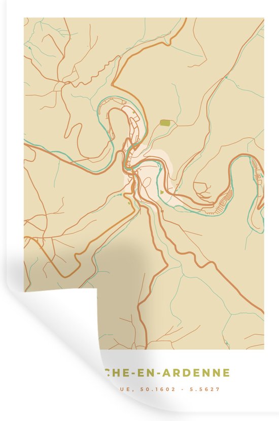 Muurstickers - Sticker Folie - België - Kaart - Stadskaart - La Roche ...