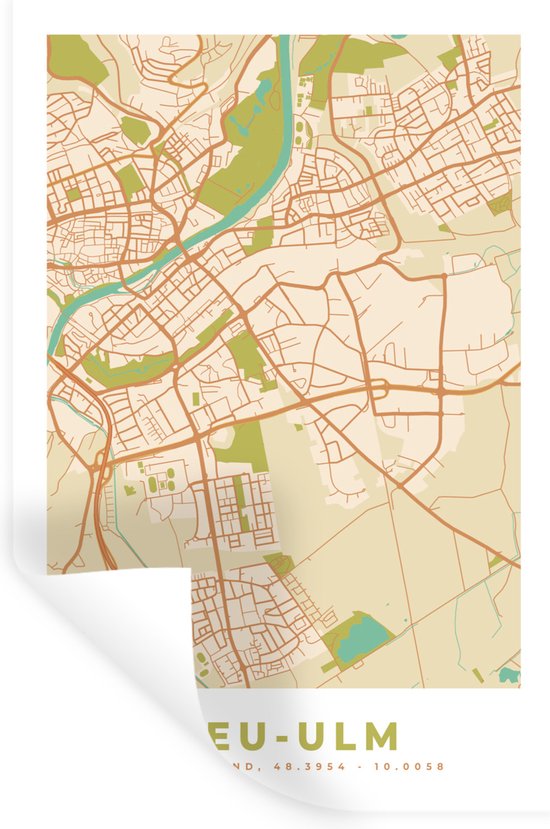 Muurstickers - Sticker Folie - Stadskaart - Neu-Ulm - Kaart ...