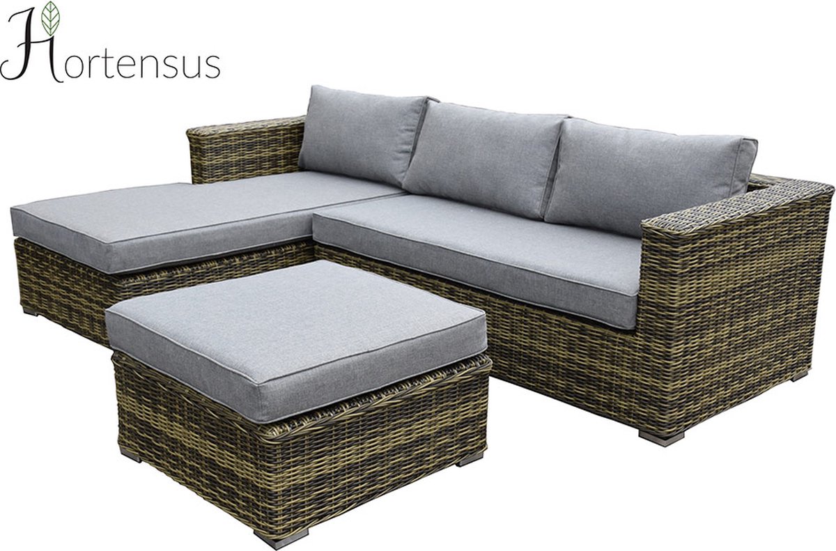 Loungeset - Aluminium Frame - Dining Tuinset - Met Hoekstuk En Poef ...