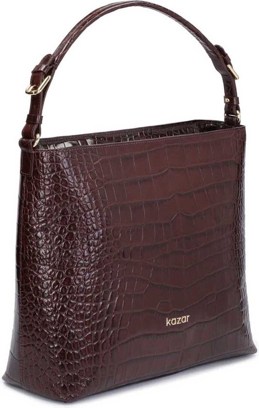 Élégant sac brun avec motif croco en relief | bol