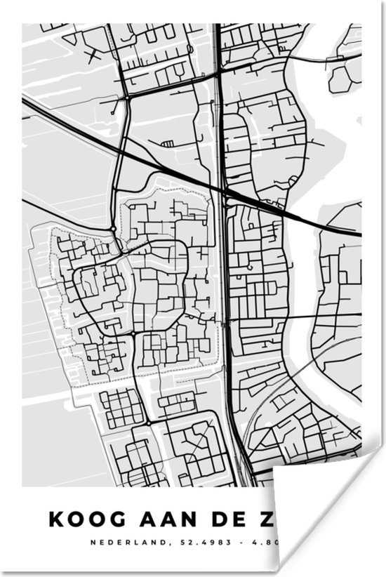 Poster Plattegrond - Kaart - Koog aan de Zaan - Stadskaart - 60x90 cm | bol