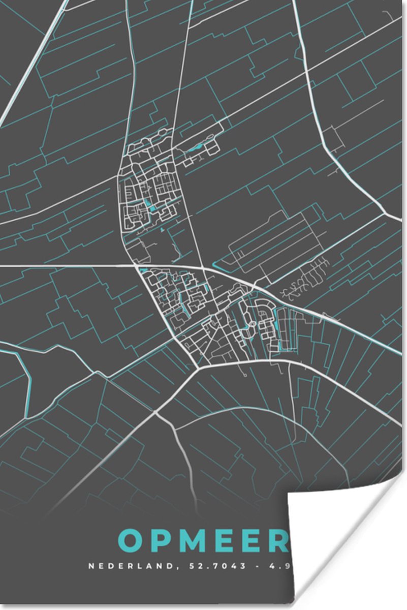 Poster Kaart - Opmeer - Plattegrond - Stadskaart - 80x120 cm | bol.com