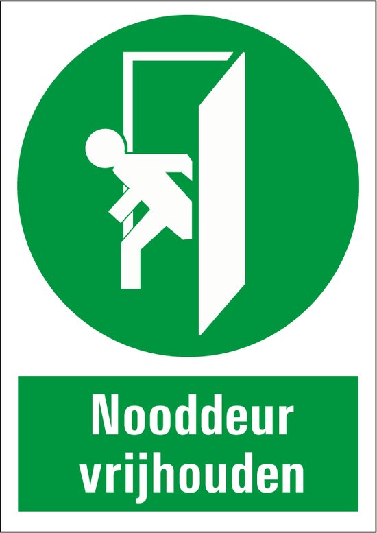 Nooddeur vrijhouden bord met tekst - kunststof 148 x 210 mm | bol