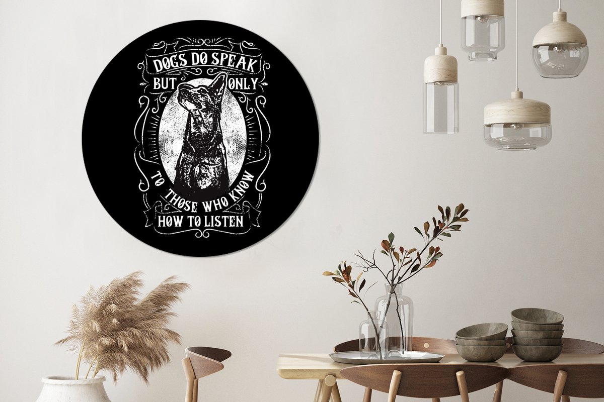 WallCircle - Muurstickers - Behangcirkel - Hond - Retro - Zwart - Wit ...