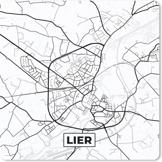 Muismat - Zwart Wit – België – Plattegrond – Stadskaart – Kaart – Lier ...