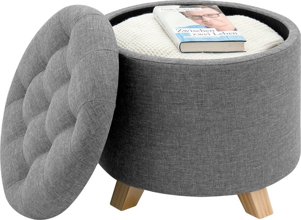 Kamyra® Zachte Poef met Opbergruimte - Hocker, Poef, Opbergpoef ...