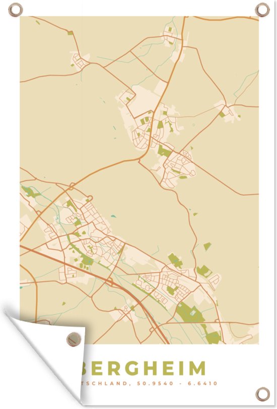 Tuindecoratie Plattegrond - Kaart - Vintage - Bergheim - Stadskaart ...