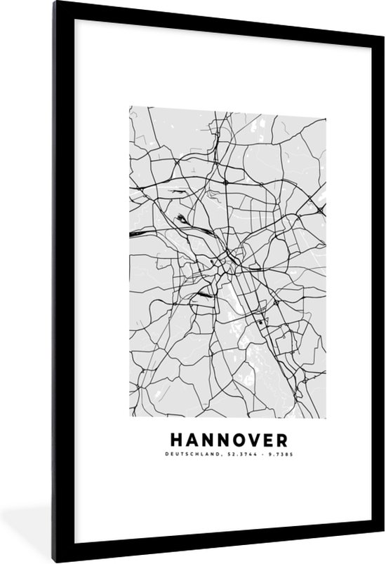 Fotolijst incl. Poster - Hannover - Stadskaart - Plattegrond ...
