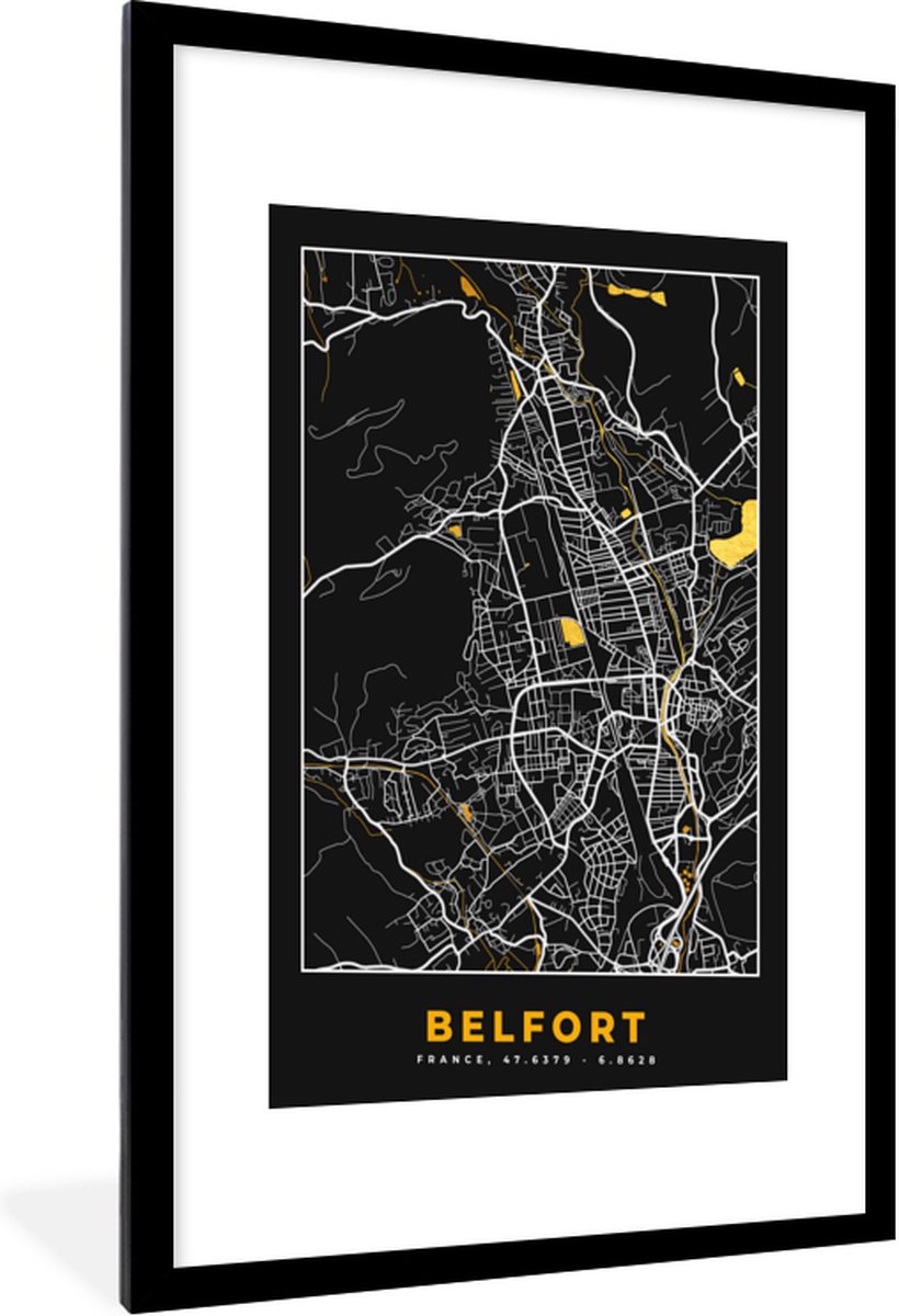 Fotolijst incl. Poster - Plattegrond - Kaart - Belfort - Frankrijk ...