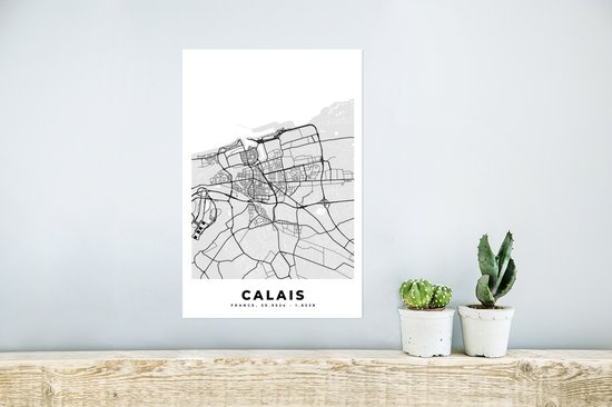 Poster Plattegrond - Kaart - Stadskaart - Frankrijk - Calais - 20x30 cm ...