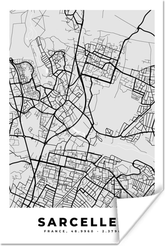 Poster Plattegrond - Sarcelles - Stadskaart - Kaart - Frankrijk - 60x90 ...