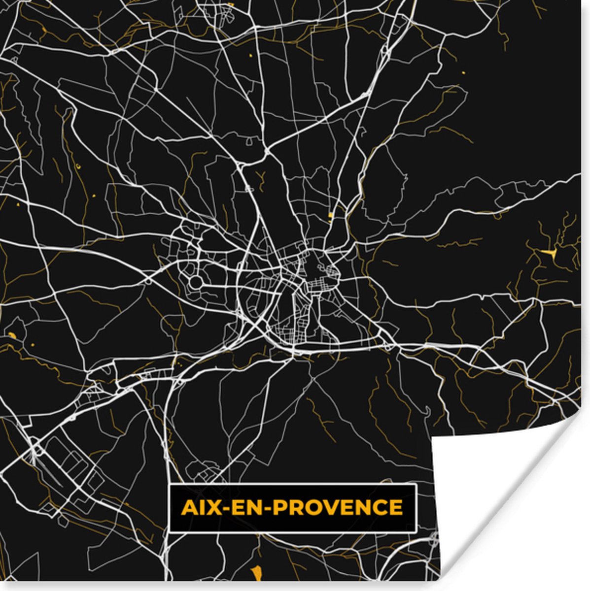 Affiche Carte - Aix-en- Provence - Plan de ville - France - Carte ...