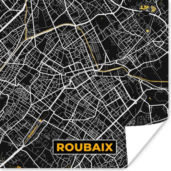 Poster Roubaix - Kaart – Plattegrond – Frankrijk – Stadskaart - 50x50 ...