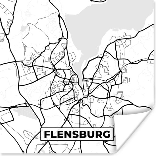 Poster Flensburg - Plattegrond - Kaart - Stadskaart - 30x30 cm | bol