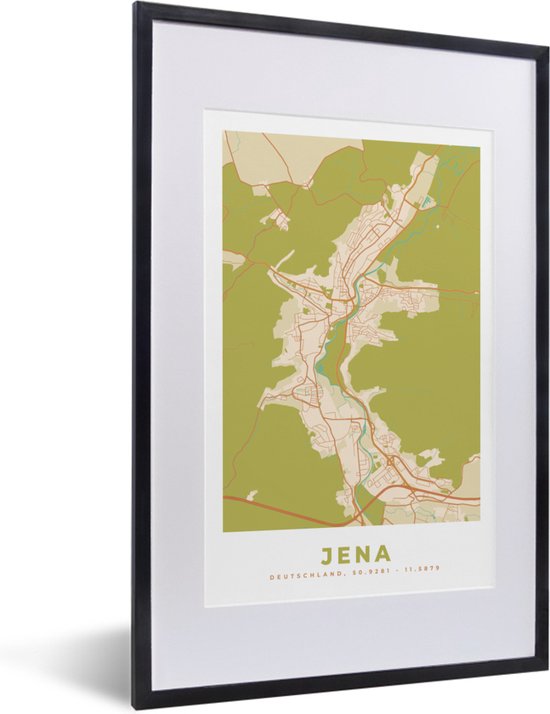 Fotolijst incl. Poster - Kaart - Vintage - Jena - Stadskaart ...