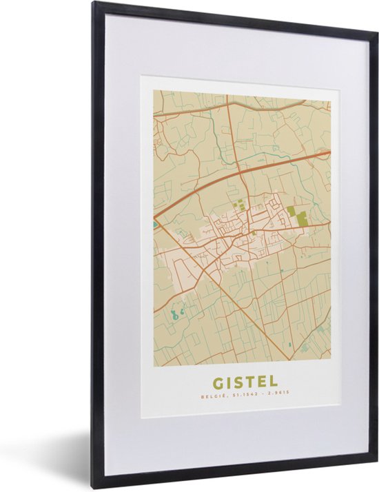 Fotolijst incl. Poster - België - Gistel - Stadskaart - Kaart ...