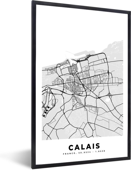 Fotolijst incl. Poster - Plattegrond - Kaart - Stadskaart - Frankrijk ...