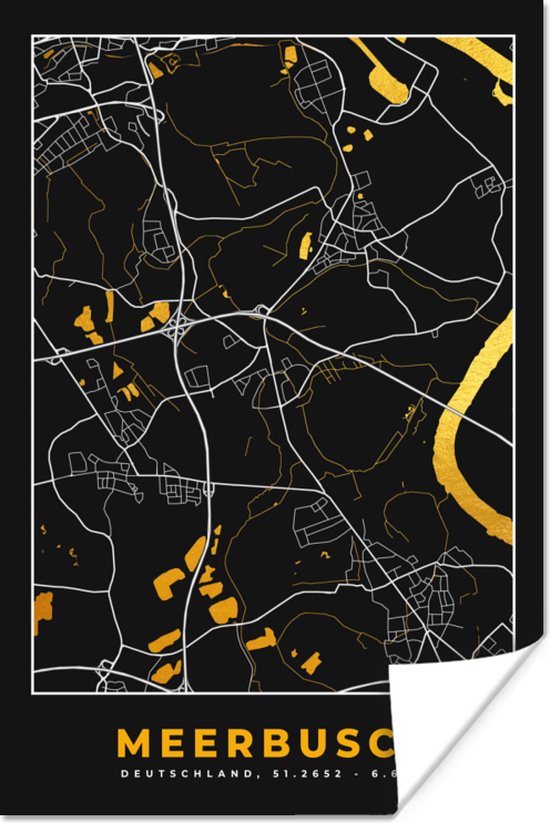 Poster Stadskaart – Plattegrond – Duitsland – Goud – Meerbusch – Kaart ...