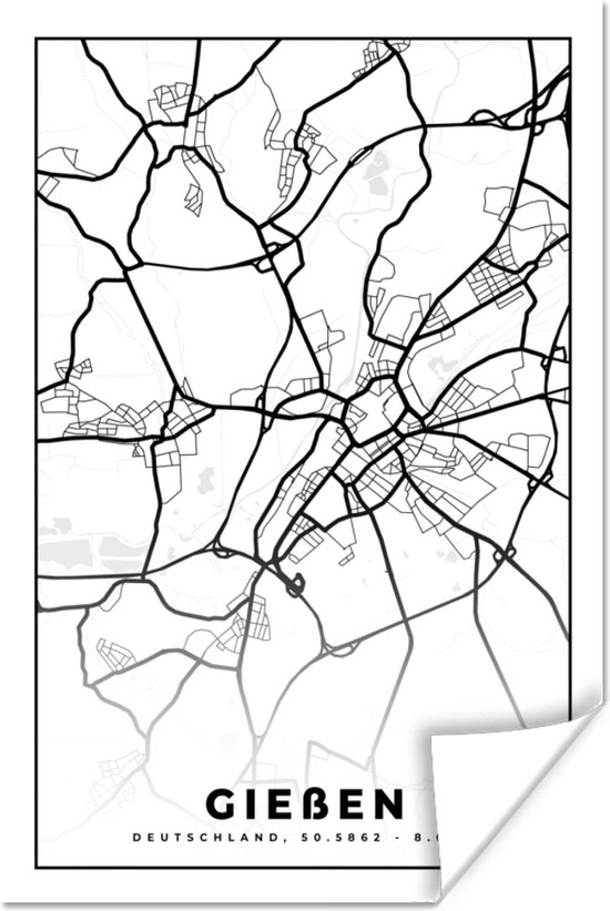 Poster Kaart - Gießen - Plattegrond - Stadskaart - 40x60 cm | bol