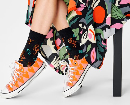 Happy Socks Flamingo - Sokken Dames - Zwart - maat 36-40 | bol.com