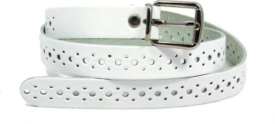 Witte riem - boho - maat 115 cm - geperforeerde retro riem wit - STUDIO ...