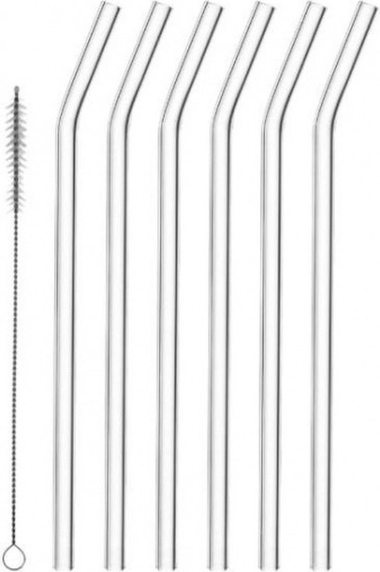 rietjes met borsteltje 26 cm glas transparant 7-delig | bol.com