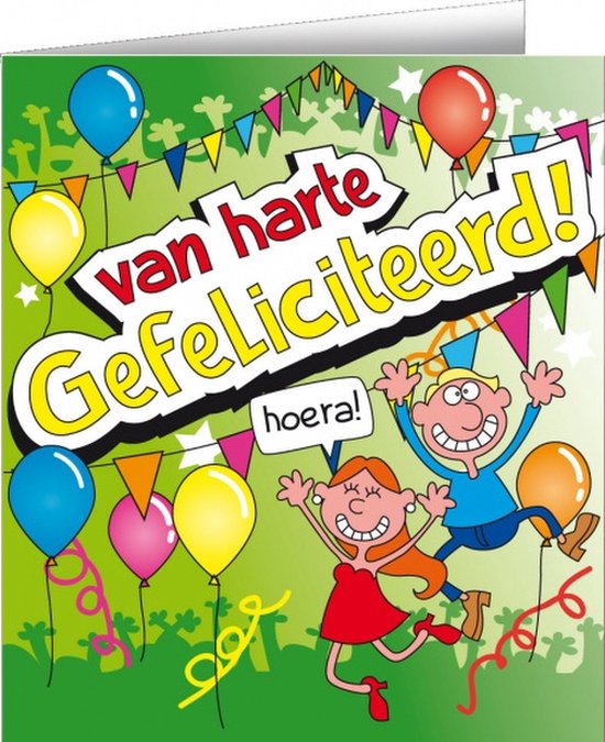 wenskaart van harte gefeliciteerd cartoon | bol.com