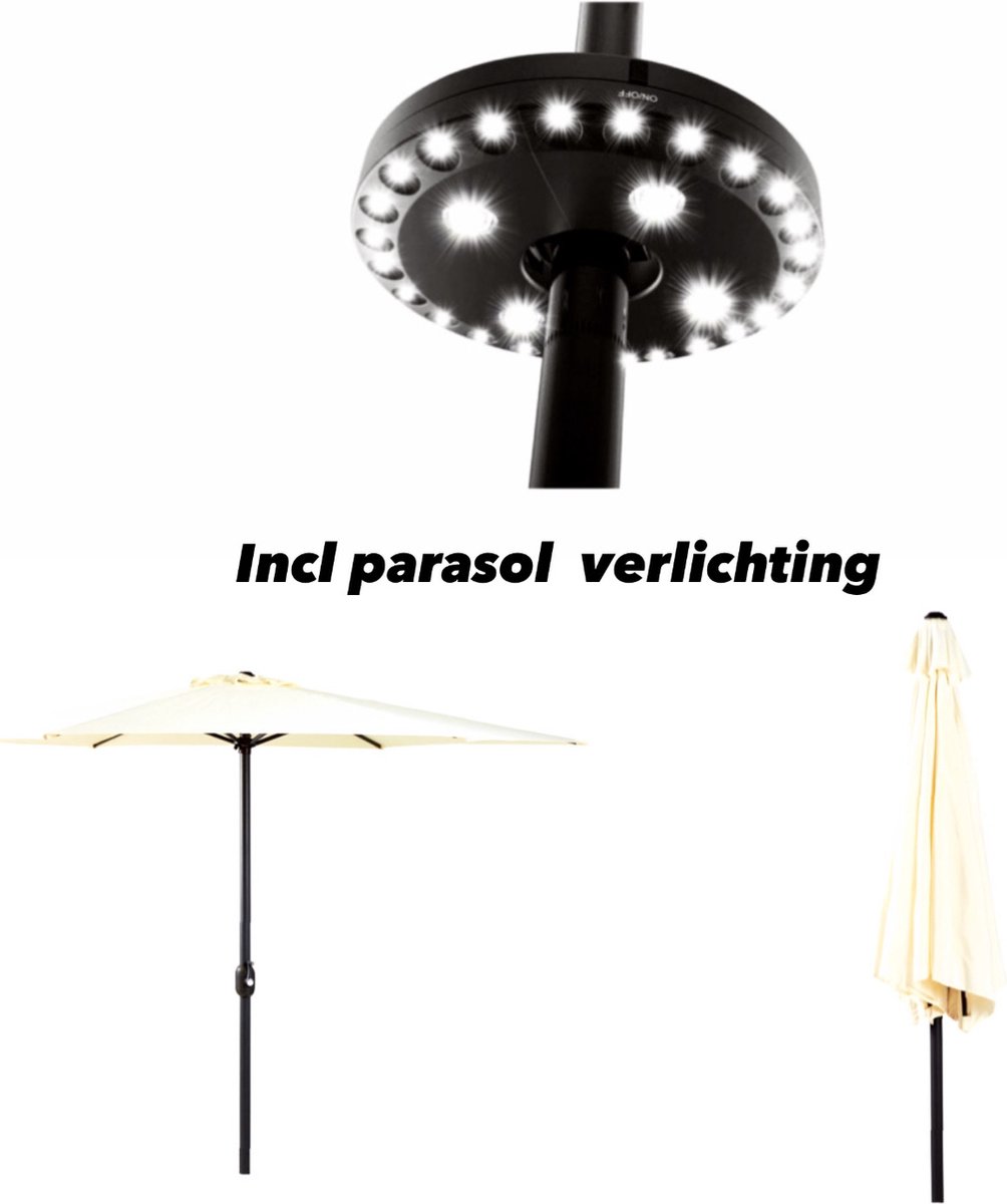 OMID HOME Parasol incl parasol verlichting/ 300x300 / stock parasol ...