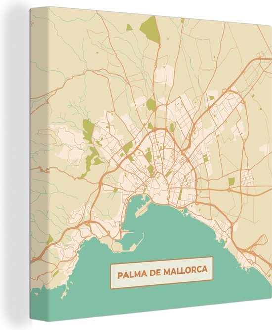 Peinture sur toile Majorque - Plan de la ville - Vintage - Plan d'étage ...