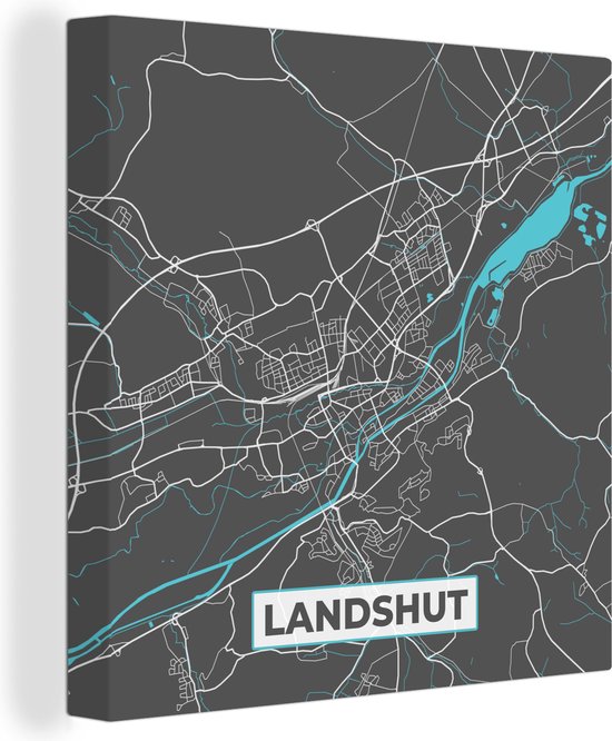 Canvas Schilderij Kaart – Plattegrond – Stadskaart – Landshut ...