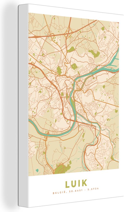 Canvas Schilderij Luik - Luik - Stadskaart - Kaart - Plattegrond ...