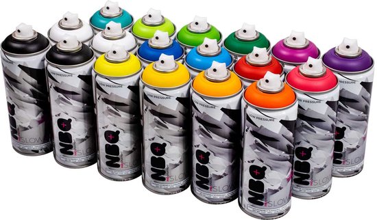NBQ Slow Pro - Spray Paint - Main Tones - voordeelpakket van 18 kleuren ...