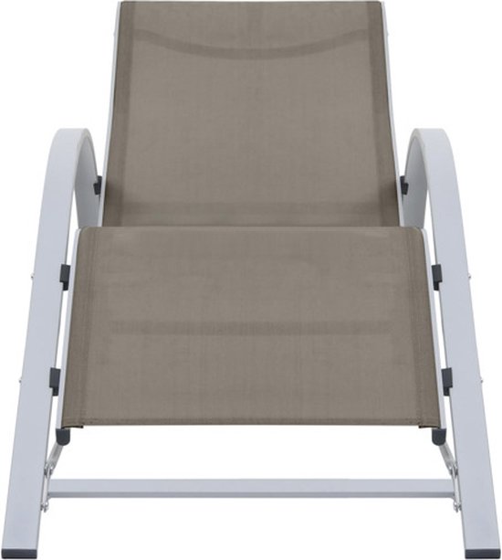 vidaXL Lounge ligbed set - 2 stuks - met tafel - Taupe Grijs - Sun ...