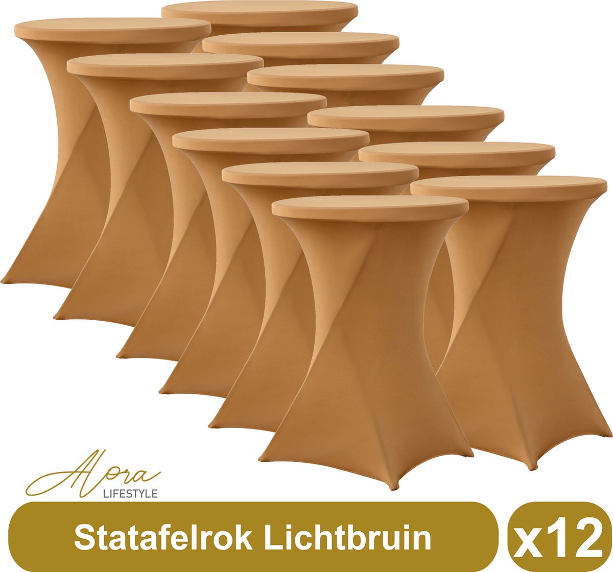 Statafelrok lichtbruin 80 cm - per 12 - partytafel - Alora tafelrok voor statafel -... | bol.com
